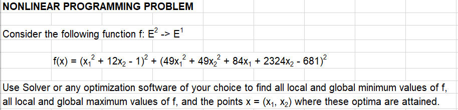 Solved NONLINEAR PROGRAMMING PROBLEM Con sider the following | Chegg.com