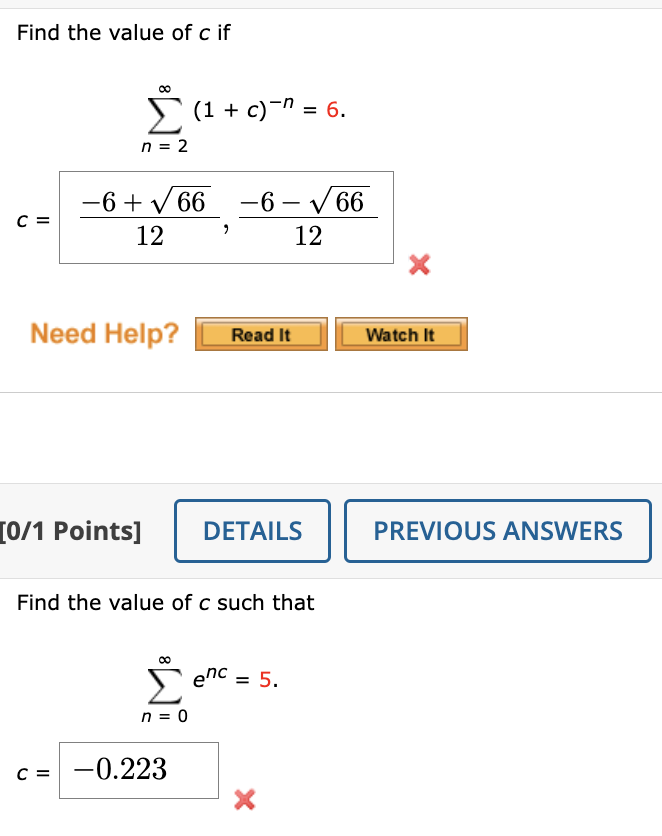 Solved Find the value of c if | Chegg.com