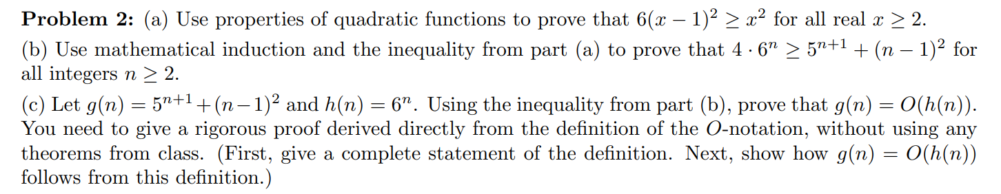 Solved Problem 2: (a) Use properties of quadratic functions | Chegg.com