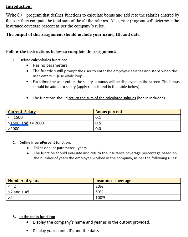 Solved Introduction: Write C++ program that defines | Chegg.com