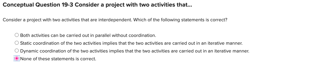 Solved Conceptual Question 19-3 Consider a project with two | Chegg.com