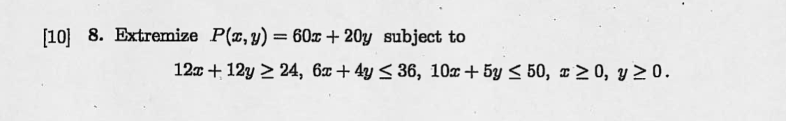 Solved ize P(x,y)=60x+20y subject to | Chegg.com