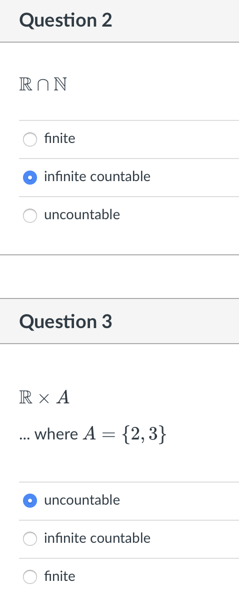 Solved R∩N finite infinite countable uncountable Question 3 | Chegg.com