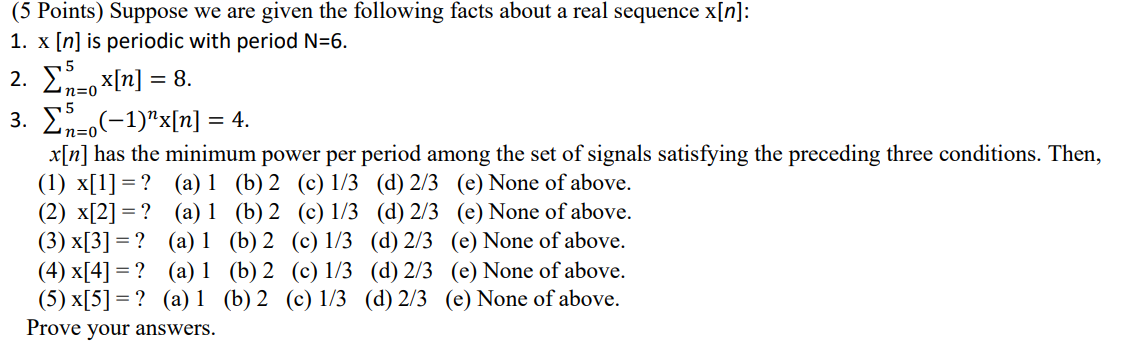 Solved (5 Points) Suppose we are given the following facts | Chegg.com