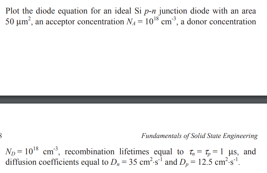 Solved Plot the diode equation for an ideal Si p−n junction | Chegg.com