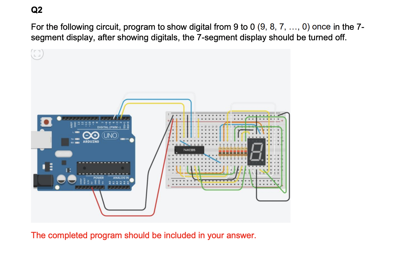 Solved For the following circuit, program to show digital | Chegg.com