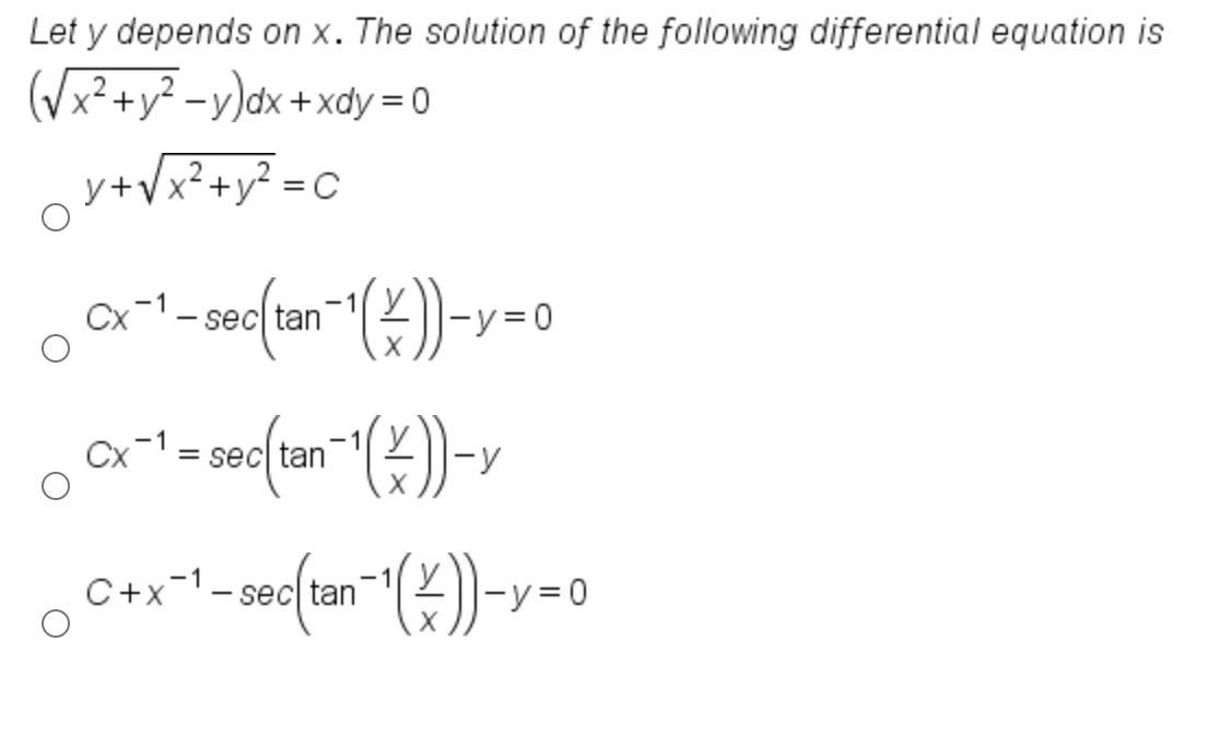 Solved Let y depends on x. The solution of the following | Chegg.com