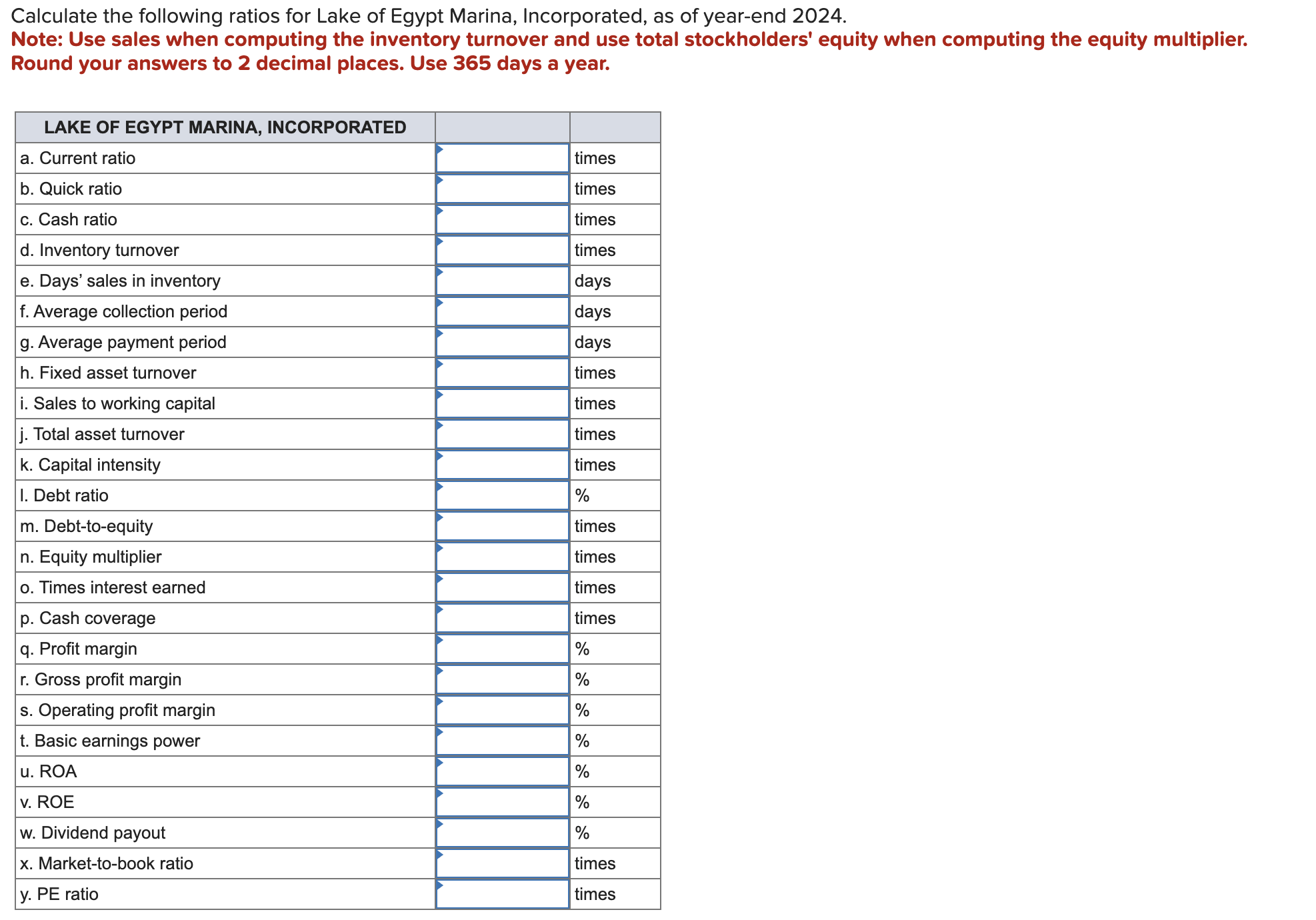 Solved Use the following financial statements for Lake of | Chegg.com ...