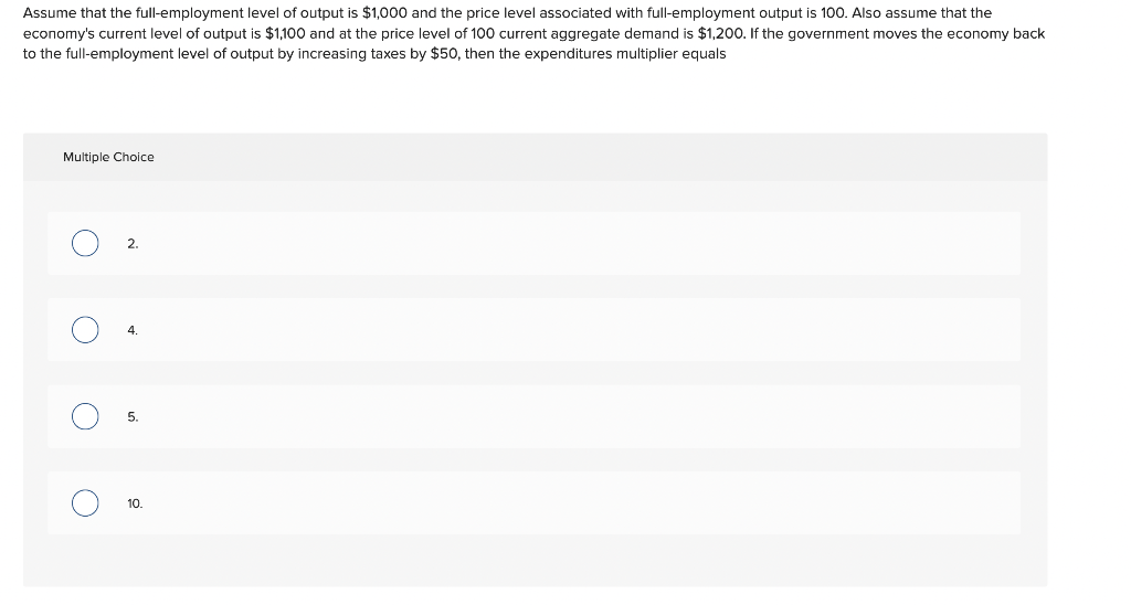Solved Assume that the full-employment level of output is | Chegg.com