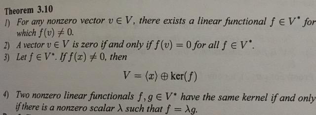 Solved Theorem 3.10 1) For any nonzero vector v eV, there | Chegg.com