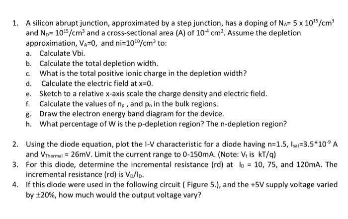 A silicon abrupt junction, approximated by a step | Chegg.com