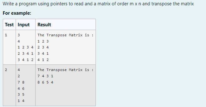 Solved Write A Program Using Pointers To Read And A Matrix 0712