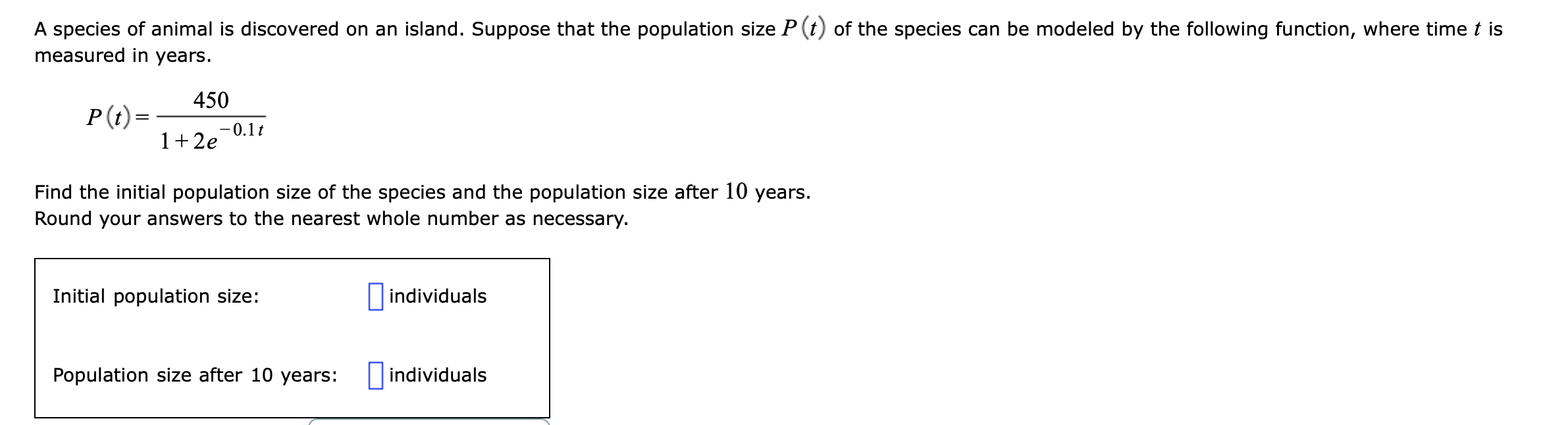 Solved A species of animal is discovered on an island. | Chegg.com
