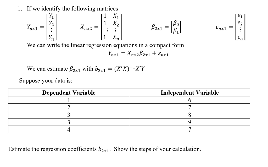 Solved 1. If we identify the following matrices Po 2 nx1 nx2 | Chegg.com