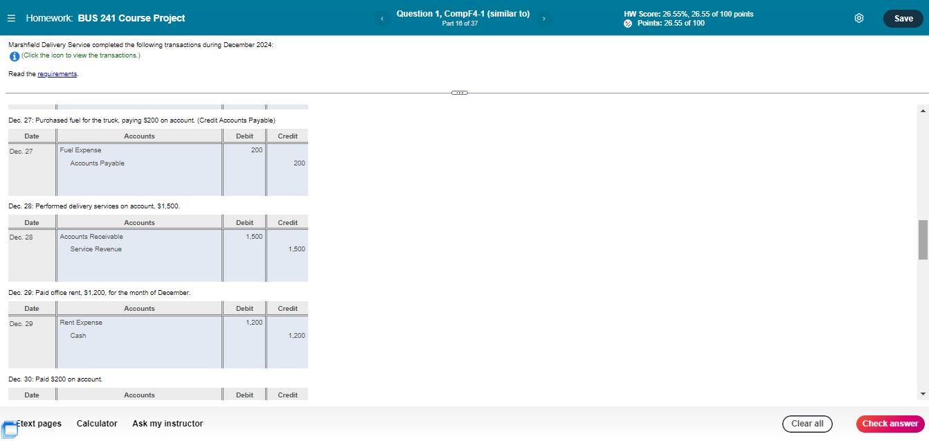Solved Homework: BUS 241 Course Project Marshfield Delivery | Chegg.com