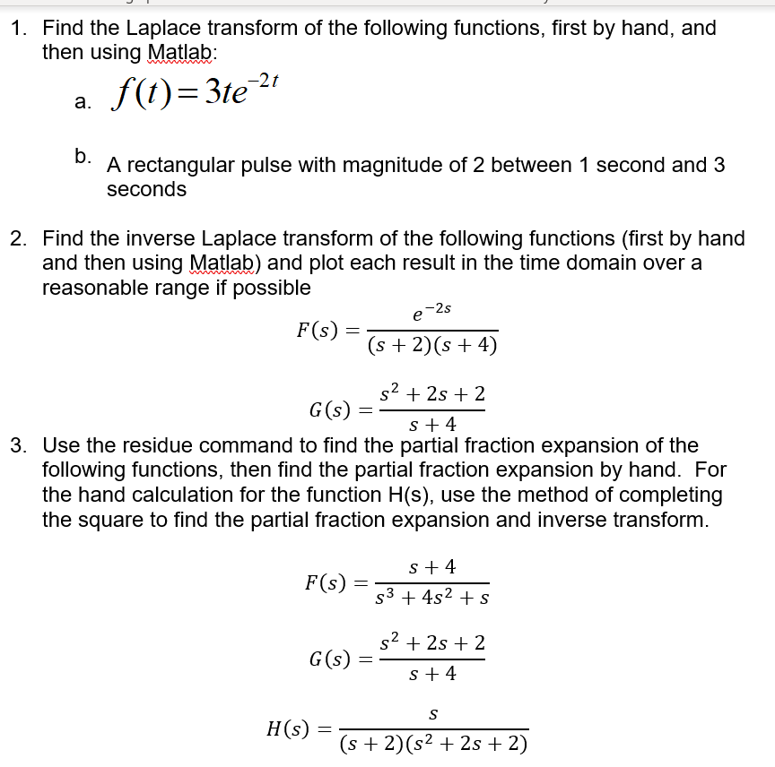 Solved 1. Find the Laplace transform of the following | Chegg.com