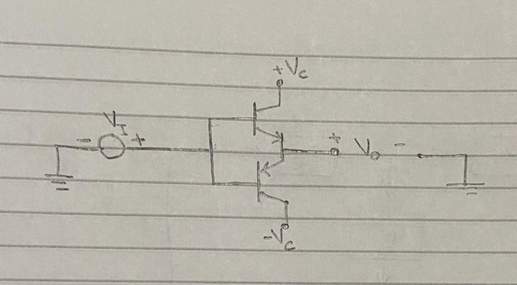 The complementary emitter-follower connection shown | Chegg.com