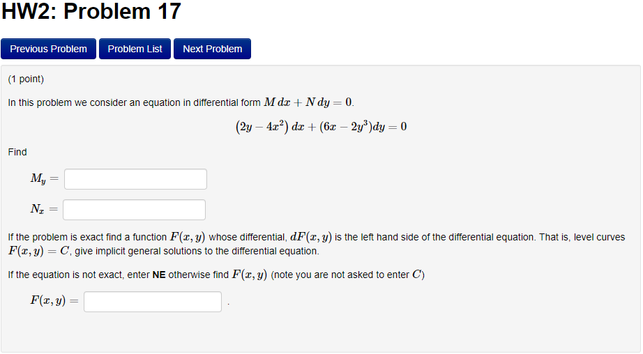 Solved HW2: Problem 17 Previous Problem Problem List Next | Chegg.com