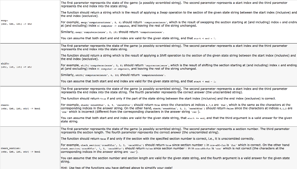 Function name: (Parameter types) -> Return type Full | Chegg.com