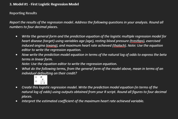 Solved [3]: 3. Model \#1 - First Logistic Regression Model | Chegg.com