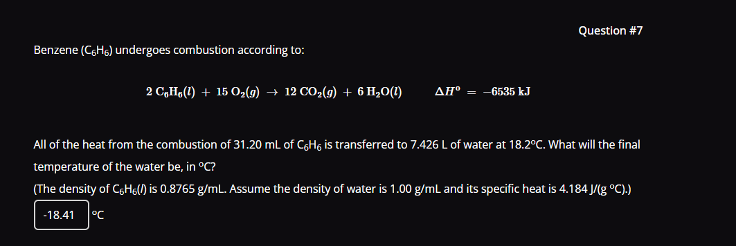 Solved Benzene C6h6 undergoes Combustion According