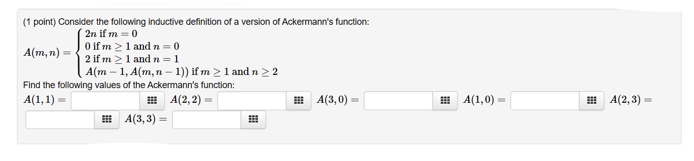 Solved (1 point) Consider the following inductive definition | Chegg.com