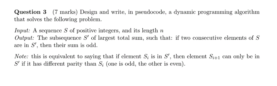Solved Question 3 (7 marks) Design and write, in pseudocode, | Chegg.com