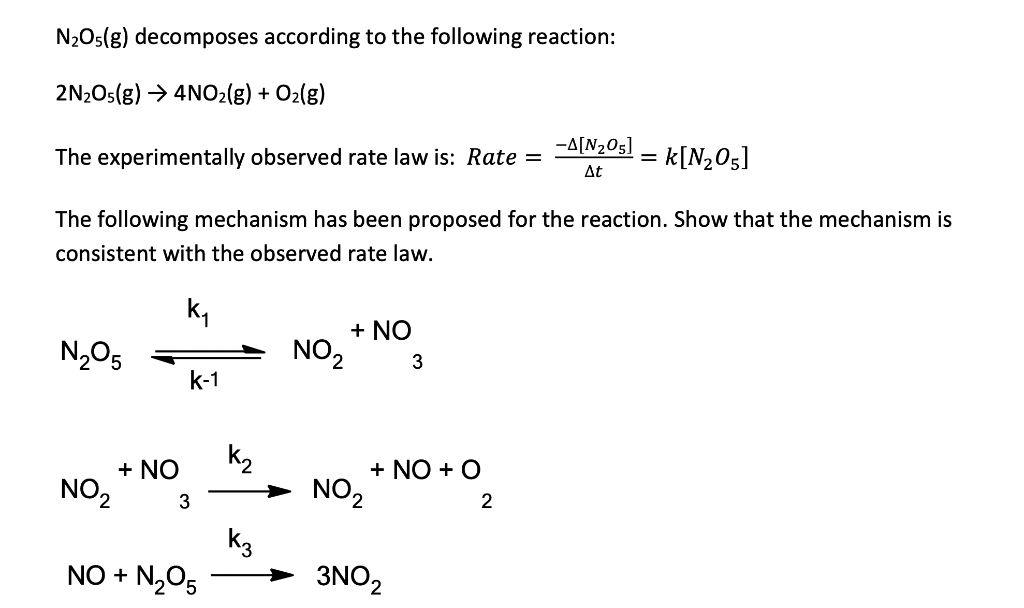 Solved N2O5( g) decomposes according to the following | Chegg.com