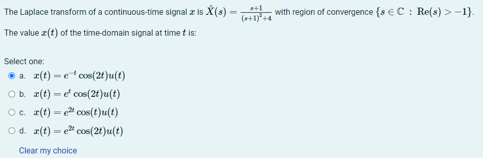 Solved s+1 = The Laplace transform of a continuous-time | Chegg.com