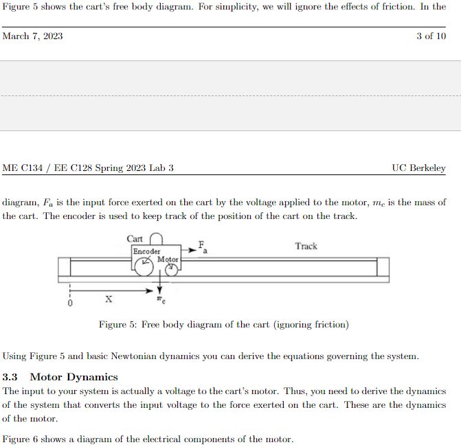 Figure 5 shows the cart's free body diagram. For | Chegg.com