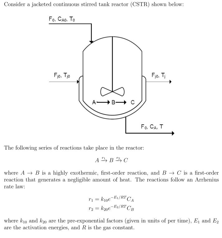 Solved Consider a jacketed continuous stirred tank reactor | Chegg.com