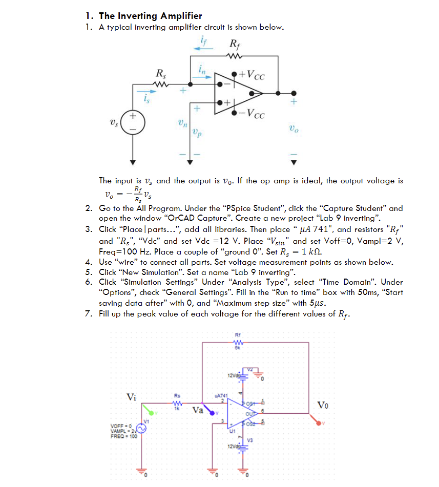 Solved 1. The Inverting Amplifier 1. A typical inverting | Chegg.com