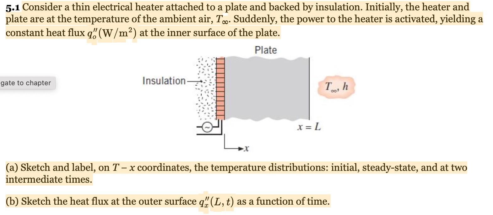 Solved 5.1 Consider a thin electrical heater attached to a | Chegg.com