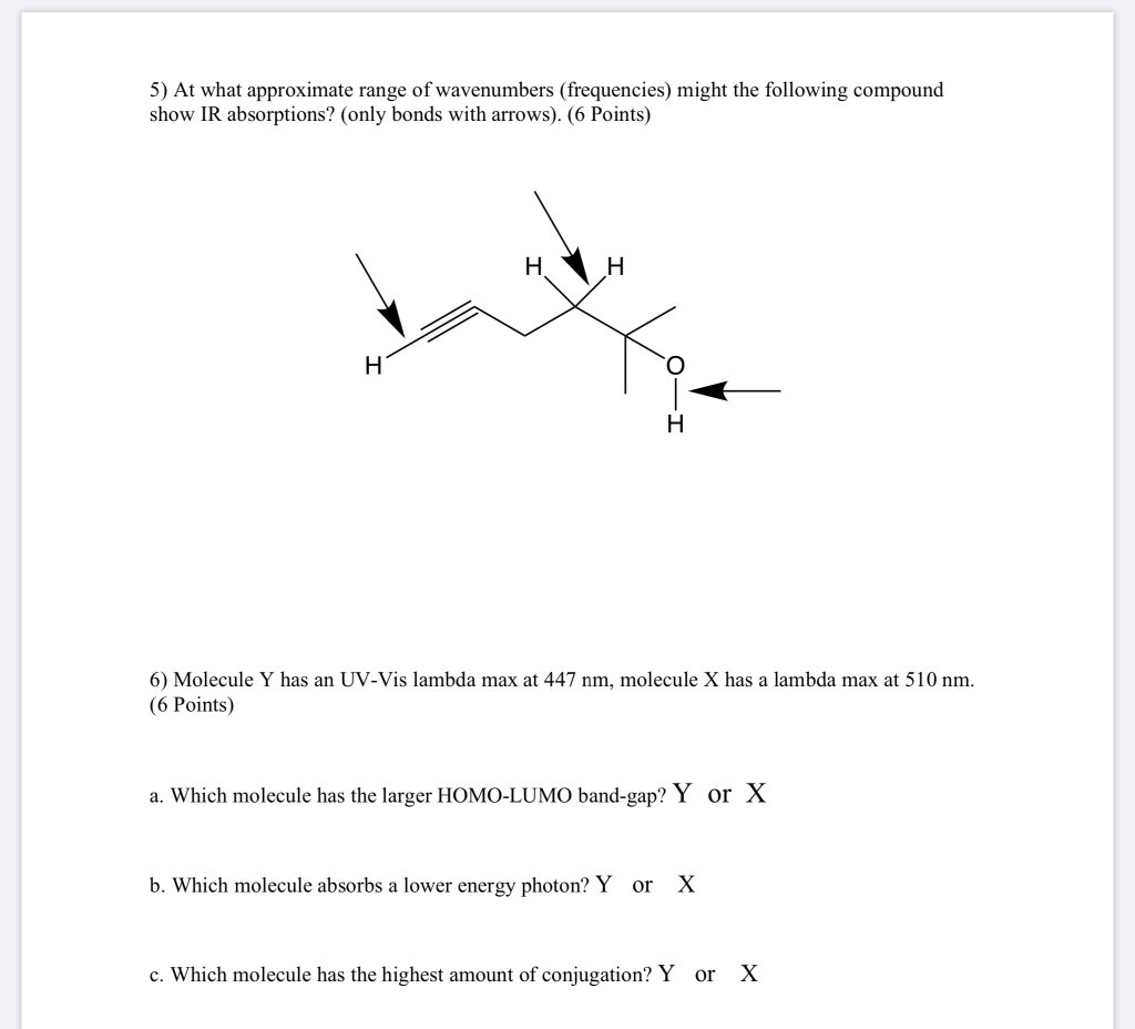 Solved 5) At what approximate range of wavenumbers | Chegg.com