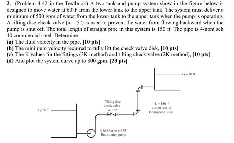 2. (Problem 4.42 in the Textbook) A two-tank and pump | Chegg.com