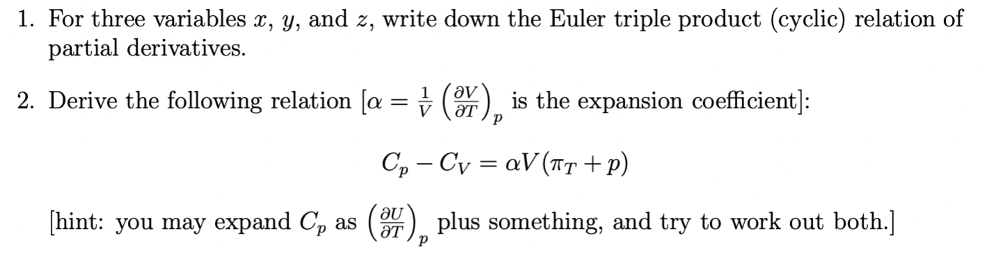 Solved For three variables x,y, and z, write down the Euler | Chegg.com