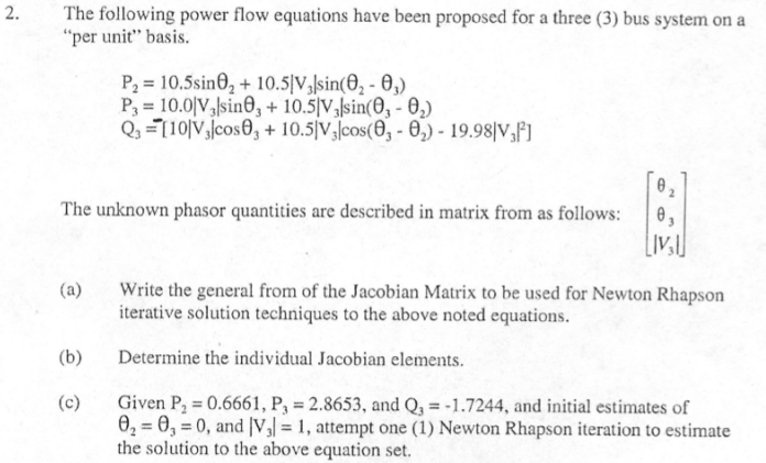 Solved The following power flow equations have been proposed | Chegg.com
