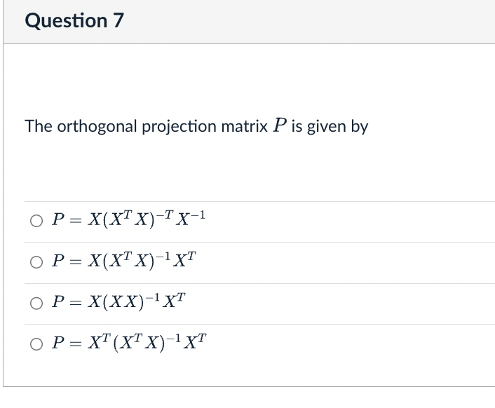 Solved The orthogonal projection matrix P is given by | Chegg.com