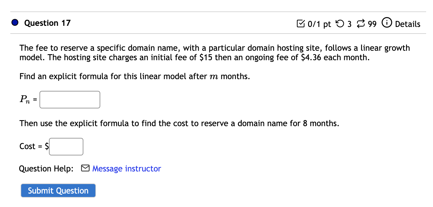 Solved The fee to reserve a specific domain name, with a | Chegg.com