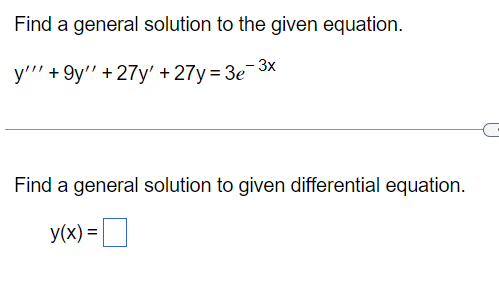 Solved Find a general solution to the given equation. | Chegg.com