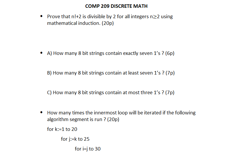 Solved COMP 209 DISCRETE MATH • Prove that n!+2 is divisible | Chegg.com