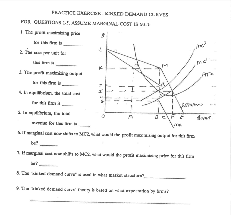 Solved PRACTICE EXERCISE KINKED DEMAND CURVES FOR QUESTIONS | Chegg.com