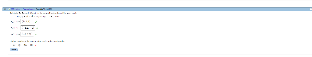 Solved Calculate Tu, Tv, and N(u, v) for the | Chegg.com