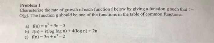 Solved Characterize the rate of growth of each function by | Chegg.com