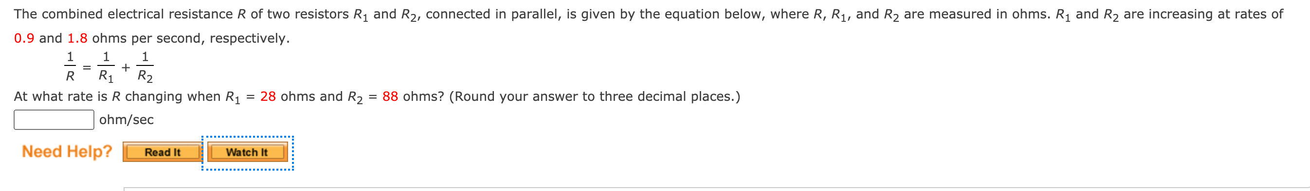 Solved The combined electrical resistance R of two resistors | Chegg.com