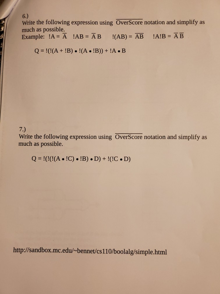 Solved 6.) Write the following expression using OverScore | Chegg.com