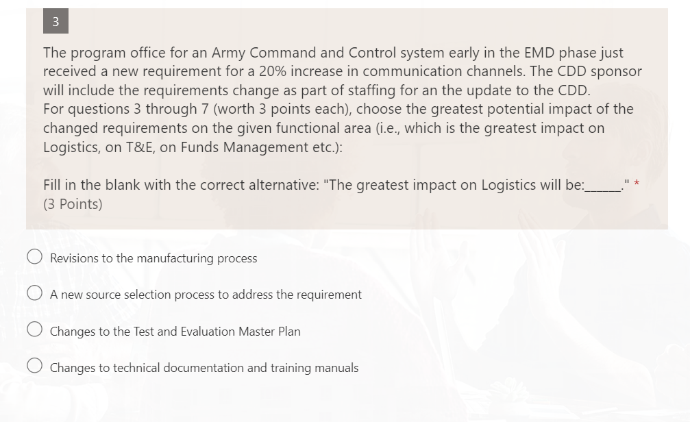 Solved 3 The program office for an Army Command and Control | Chegg.com