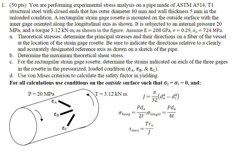 Solved (50 pts) You are performing experimental stress | Chegg.com