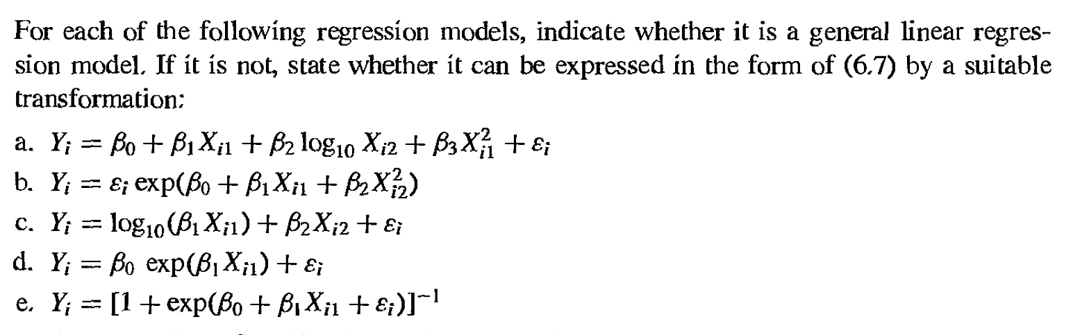 Solved For each of the following regression models, indicate | Chegg.com