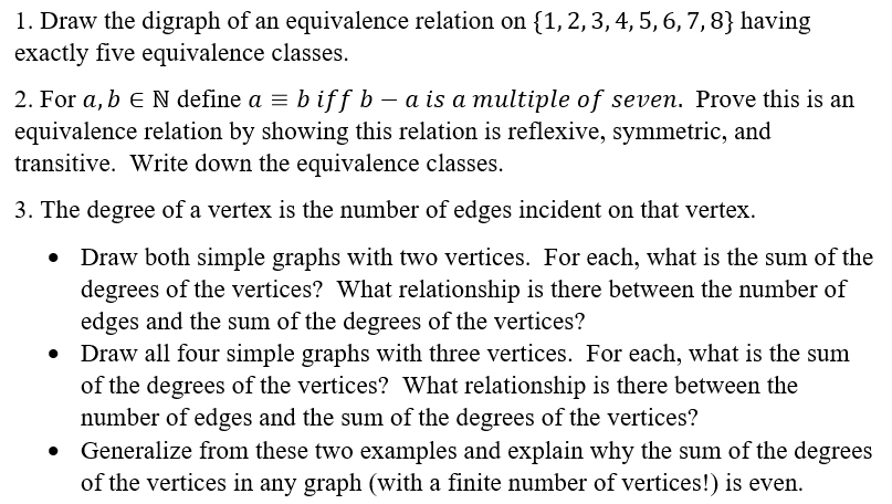 Solved 1. Draw the digraph of an equivalence relation on | Chegg.com